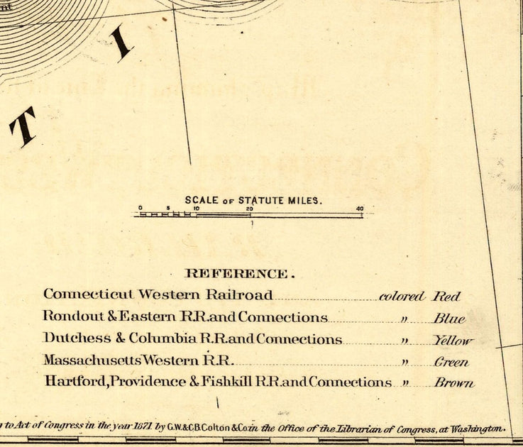 Connecticut Western Railroad and Its Connections, 1871 – American Map Store