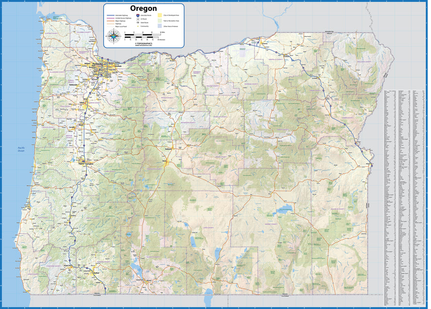 Oregon State Wall Map – American Map Store