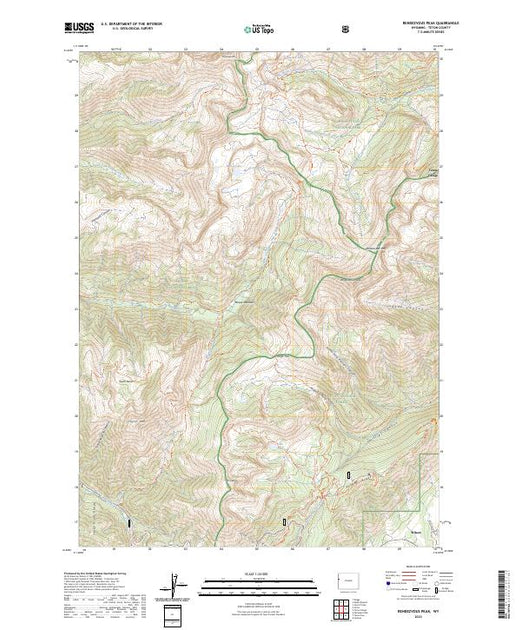 US Topo 7.5-minute map for Rendezvous Peak WY – American Map Store