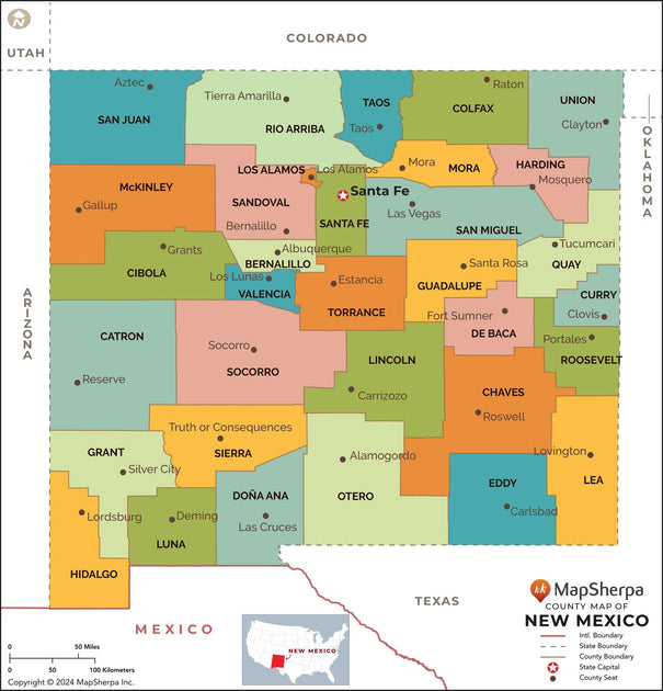 New Mexico Counties Map – American Map Store