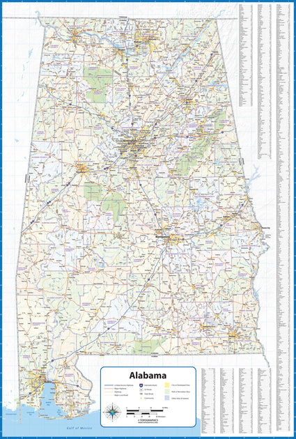 Alabama Wall Map by Topographics – American Map Store
