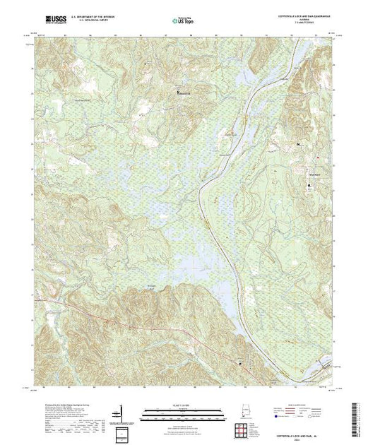 US Topo 7.5-minute map for Coffeeville Lock And Dam AL – American Map Store