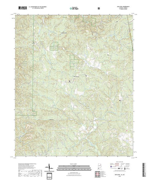 US Topo 7.5-minute map for Oak Level ALGA – American Map Store