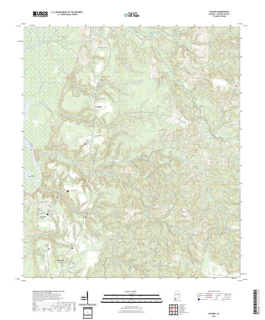 US Topo 7.5-minute map for Vaughn AL – American Map Store