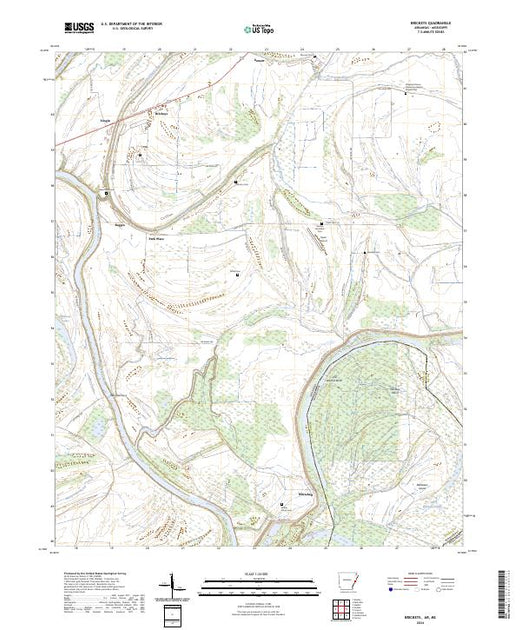 US Topo 7.5-minute map for Brickeys ARMS – American Map Store