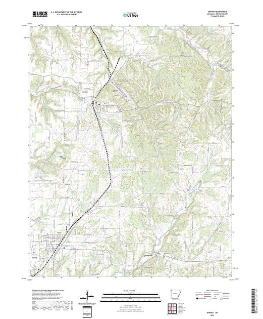 US Topo 7.5-minute map for Gentry AR – American Map Store