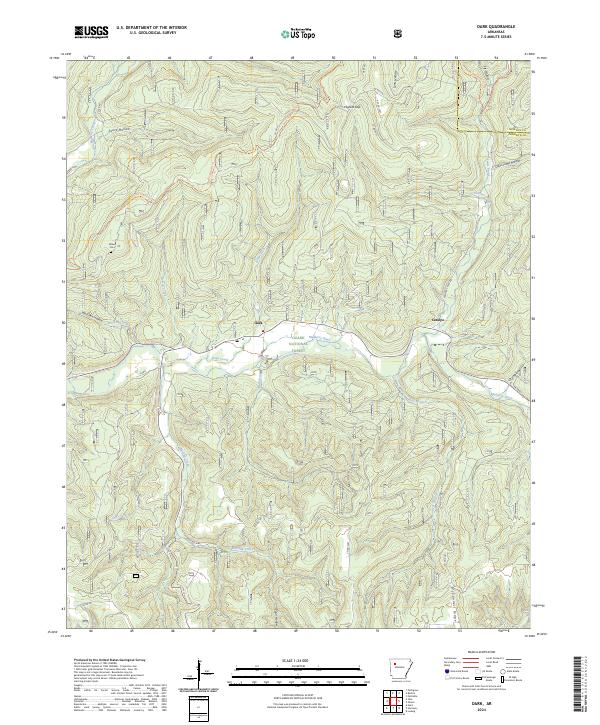 US Topo 7.5-minute map for Oark AR – American Map Store