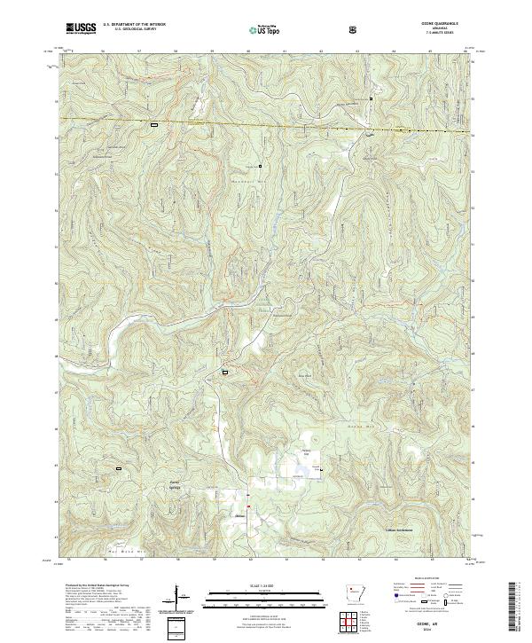 US Topo 7.5-minute map for Ozone AR – American Map Store