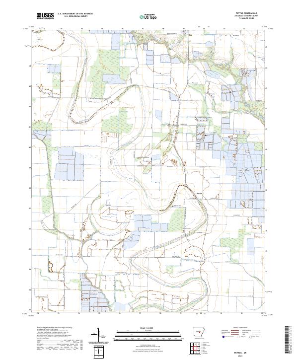 US Topo 7.5-minute map for Pettus AR – American Map Store