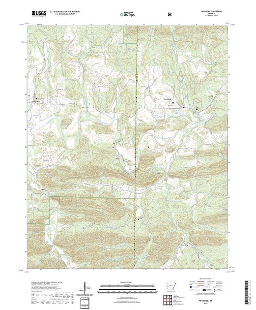 US Topo 7.5-minute map for Pine Ridge AR – American Map Store