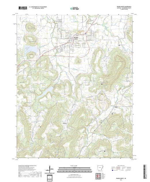 US Topo 7.5-minute map for Prairie Grove AR – American Map Store
