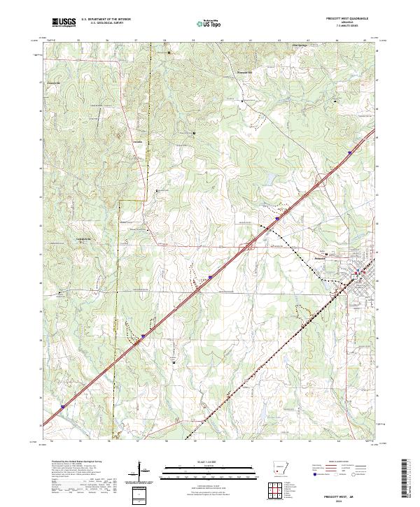 US Topo 7.5-minute map for Prescott West AR – American Map Store