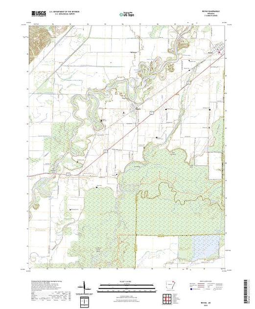 US Topo 7.5-minute map for Reyno AR – American Map Store
