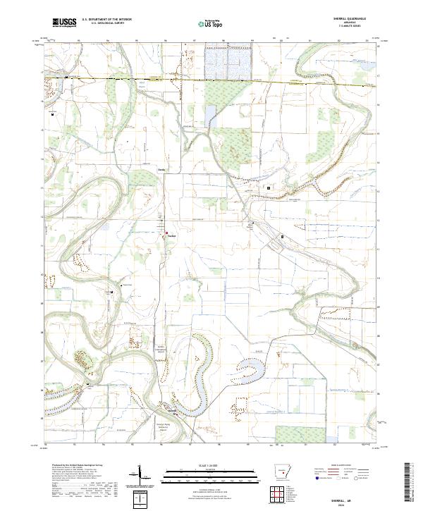 US Topo 7.5-minute map for Sherrill AR – American Map Store