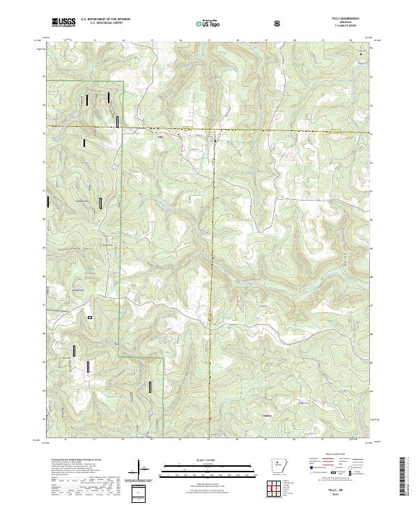 US Topo 7.5-minute map for Tilly AR – American Map Store