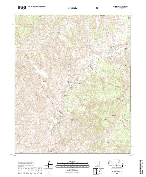 US Topo 7.5-minute map for Bear Mountain AZ – American Map Store