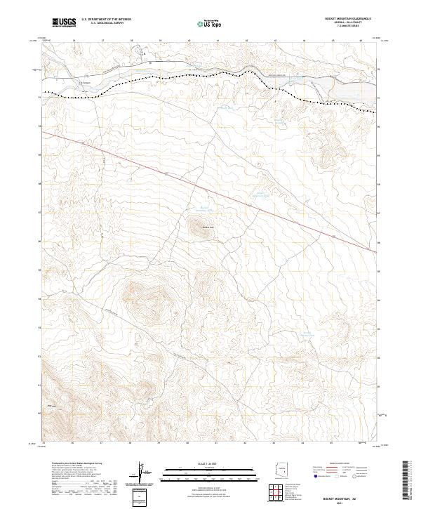 US Topo 7.5-minute map for Bucket Mountain AZ – American Map Store