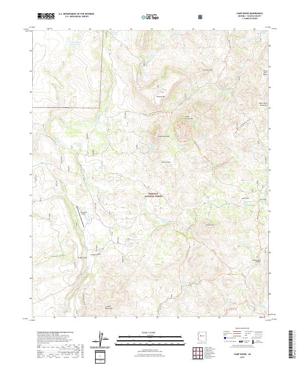 US Topo 7.5-minute map for Camp Wood AZ – American Map Store