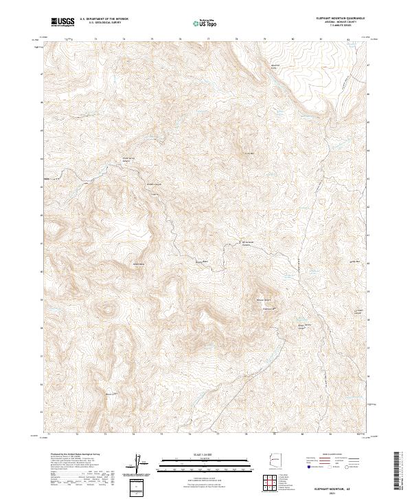 US Topo 7.5-minute map for Elephant Mountain AZ – American Map Store