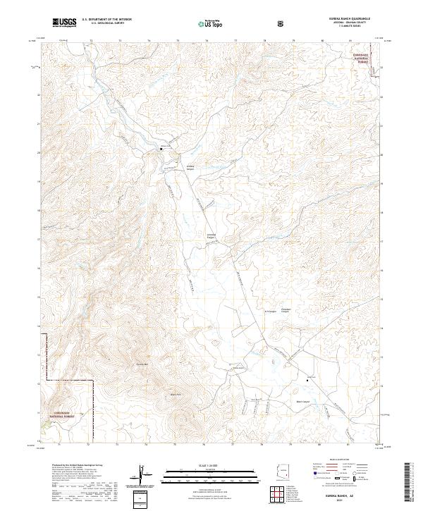 US Topo 7.5-minute map for Eureka Ranch AZ – American Map Store