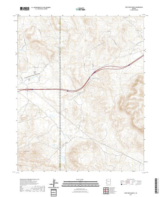 US Topo 7.5-minute map for Fort Rock Ranch AZ – American Map Store
