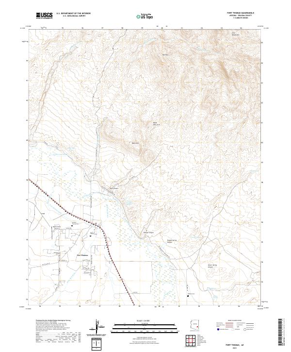 US Topo 7.5-minute map for Fort Thomas AZ – American Map Store