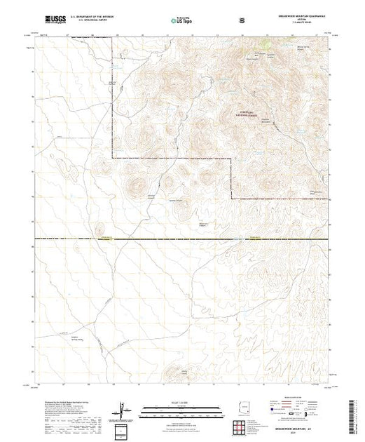 US Topo 7.5-minute map for Greasewood Mountain AZ – American Map Store