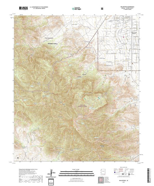 US Topo 7.5-minute map for Miller Peak AZ – American Map Store