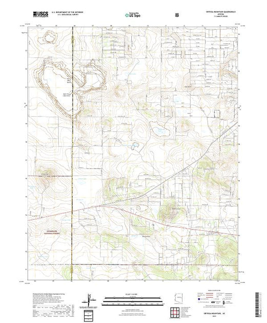 US Topo 7.5-minute map for Ortega Mountain AZ – American Map Store
