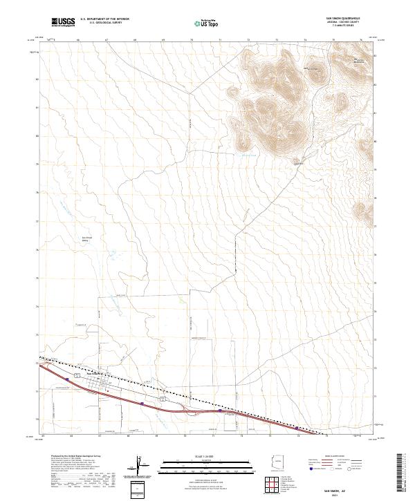 US Topo 7.5-minute map for San Simon AZ – American Map Store