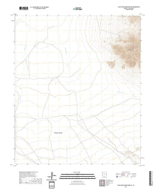US Topo 7.5-minute map for Santa Rosa Mountains SW AZ – American Map Store