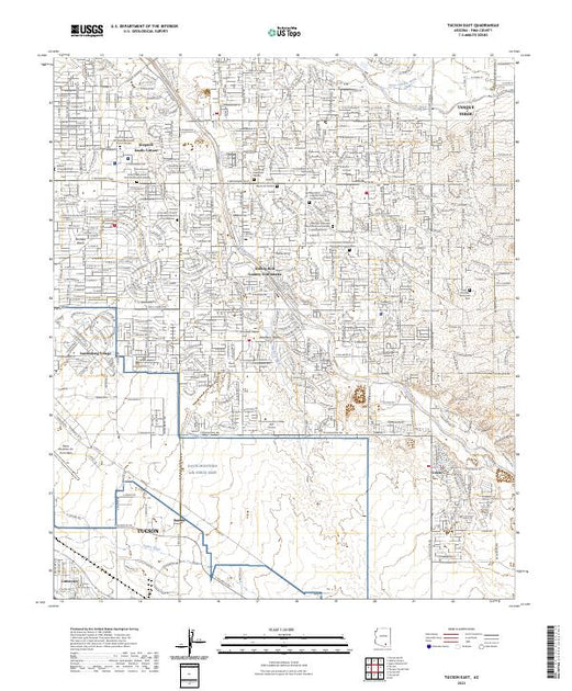 US Topo 7.5-minute map for Tucson East AZ – American Map Store