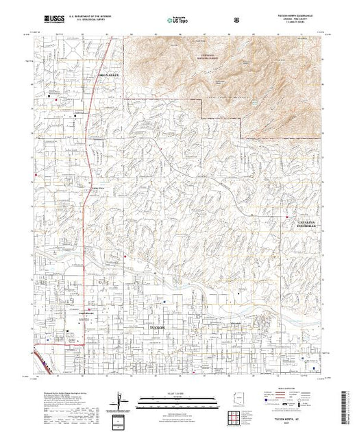 US Topo 7.5-minute map for Tucson North AZ – American Map Store