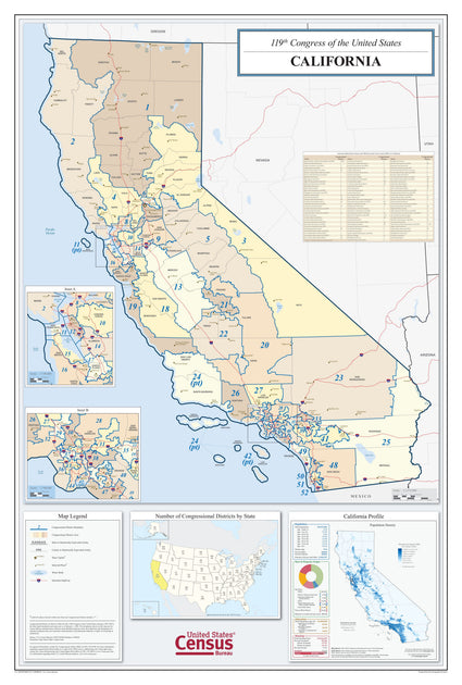 California Congressional District Wall Map – American Map Store