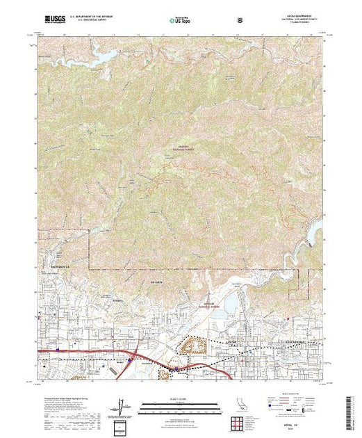 US Topo 7.5-minute map for Azusa CA – American Map Store