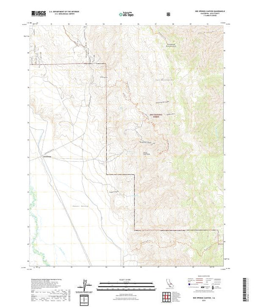 US Topo 7.5-minute map for Bee Springs Canyon CA – American Map Store
