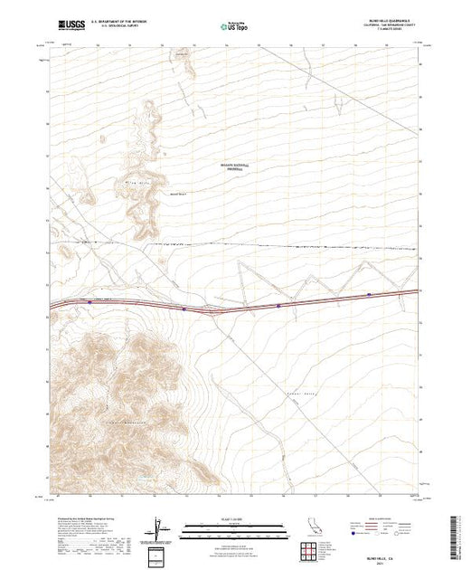 US Topo 7.5-minute map for Blind Hills CA – American Map Store
