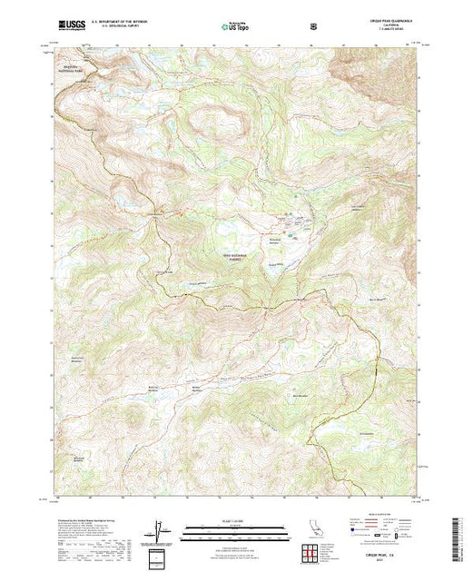 US Topo 7.5-minute map for Cirque Peak CA – American Map Store