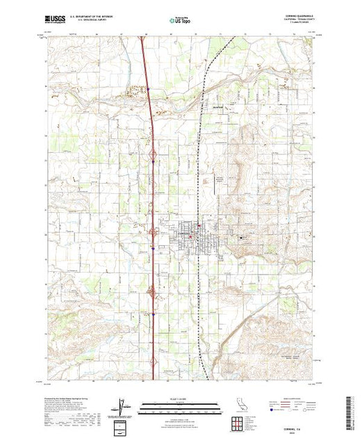 US Topo 7.5-minute map for Corning CA – American Map Store