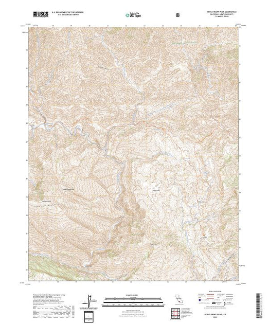 US Topo 7.5-minute map for Devils Heart Peak CA – American Map Store