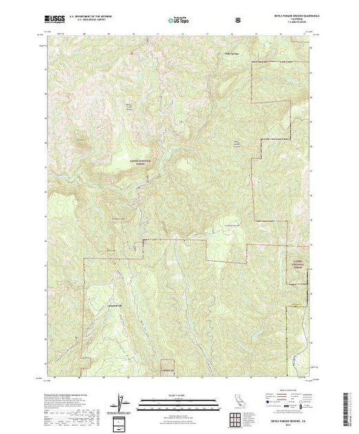 US Topo 7.5-minute map for Devils Parade Ground CA – American Map Store