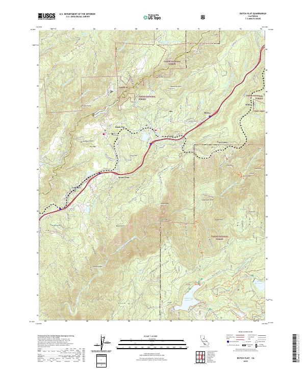 US Topo 7.5-minute map for Dutch Flat CA – American Map Store