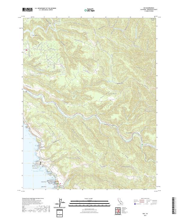 US Topo 7.5-minute map for Elk CA – American Map Store