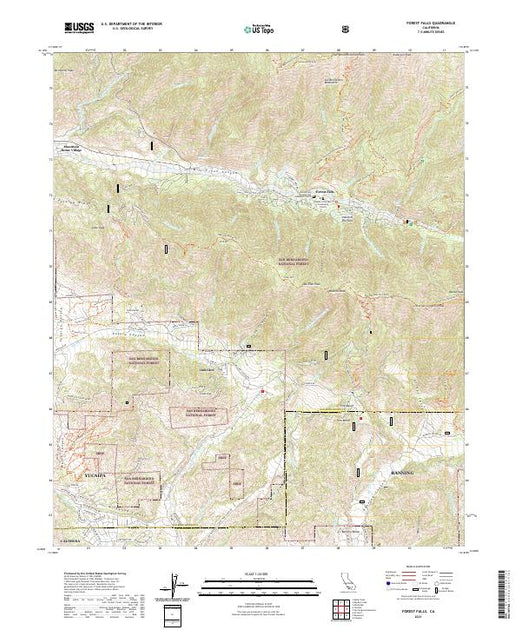US Topo 7.5-minute map for Forest Falls CA – American Map Store