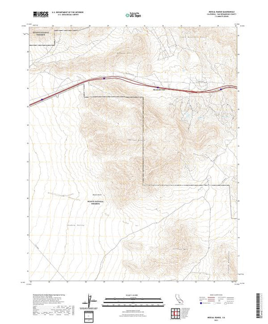 US Topo 7.5-minute map for Mescal Range CA – American Map Store