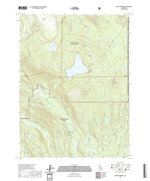US Topo 7.5-minute map for Mount Harkness CA – American Map Store