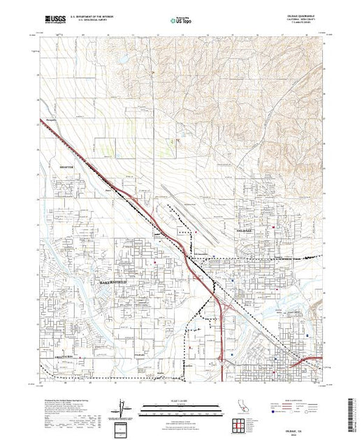 US Topo 7.5-minute map for Oildale CA – American Map Store