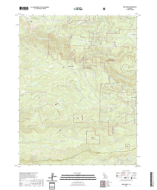 US Topo 7.5-minute map for Omo Ranch CA – American Map Store