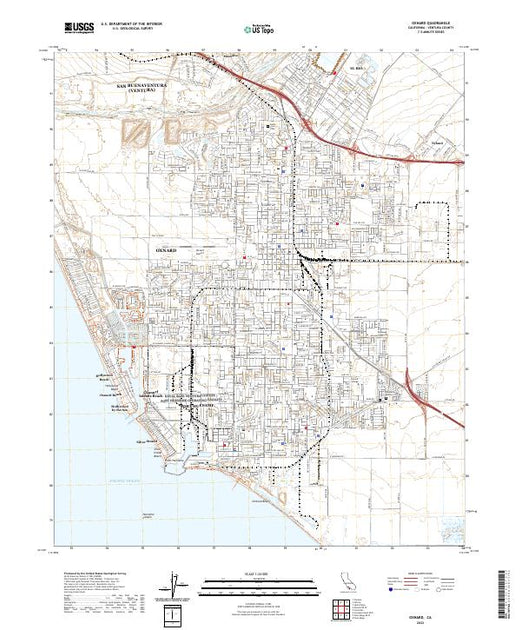 US Topo 7.5-minute map for Oxnard CA – American Map Store