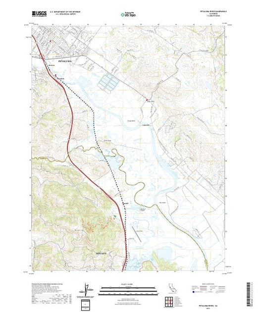US Topo 7.5-minute map for Petaluma River CA – American Map Store